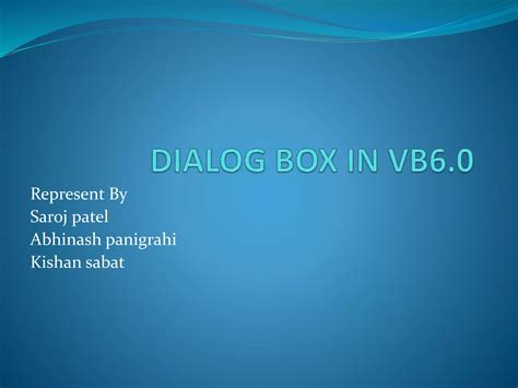 Dialog Box In Vb6 Pptx