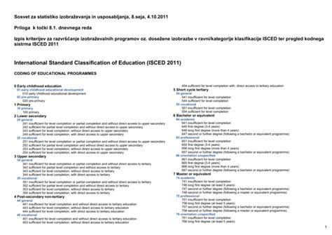 International Standard Classification Of Education Isced 2011