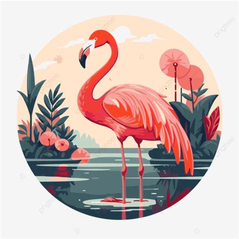 플라밍고 클립 아트 물 만화를보고 원 안에 핑크 플라밍고 벡터 플라밍고 클립 아트 만화 Png 일러스트 및 벡터 에 대한 무료 다운로드 Pngtree