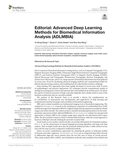 Pdf Editorial Advanced Deep Learning Methods For Biomedical