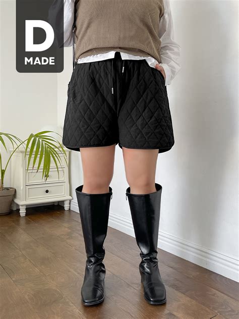 당당걸 MADE 빅사이즈 S XL 블던 누빔 퀄팅 밴딩 숏팬츠 반바지