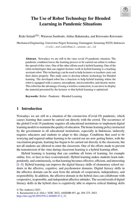 Pdf The Use Of Robot Technology For Blended Learning In Pandemic