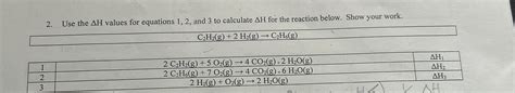 Solved Use the ΔH values for equations and to Chegg com