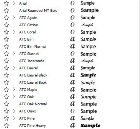 style font names