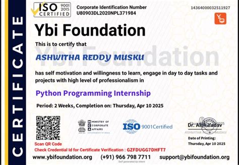 Python Internship Learningjourney Ybifoundation Programming