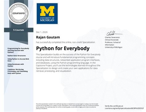 Python Specialization Coursera Universityofmichigan Pdpu Rajan