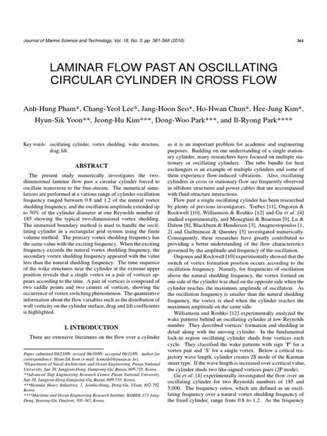 2010 Laminar Flow Past An Oscillating Circular Cylinder In Cross Flow Pdf Vortices Fluid