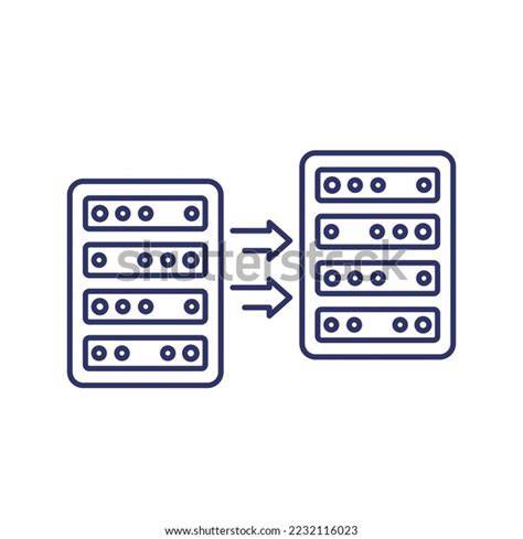 Server Backup Copy Data Line Icon Stock Vector Royalty Free