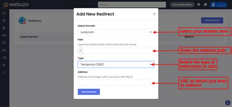 redirects webuzo