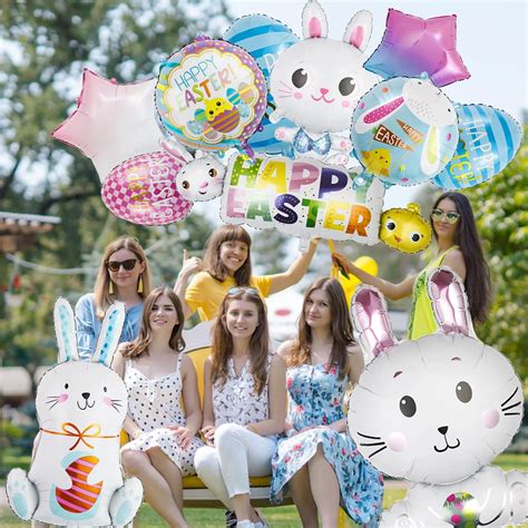 Пасхальные воздушные шары, 7 шт., большой кролик, курица, яйцо, в форме ...