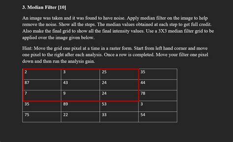 Solved 3 ﻿median Filter 10 An Image Was Taken And It Was