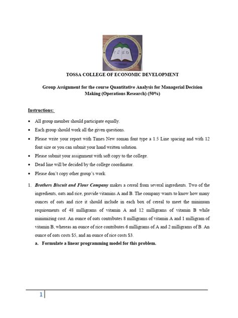 Or Assignment Pdf Mathematical Optimization Mathematical Analysis