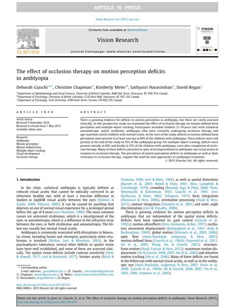 occlusion therapy on motion perception pdf