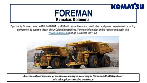 Komatsu South Africa Pty Ltd On Linkedin Komatsu Millwright Mining