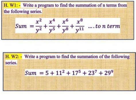 Solved H W1 Write A Program To Find The Summation Of N