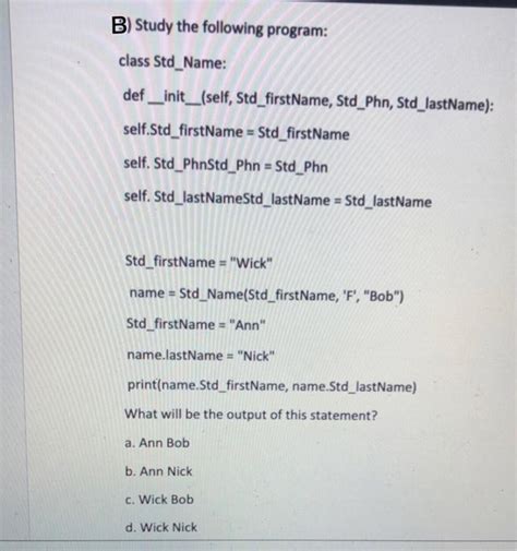 Solved In Python Please Choose The Correct Option And Chegg Com