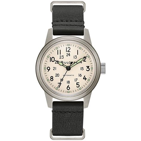 Bulova Mens Military Heritage Hack Stainless Steel 3 Hand Automatic