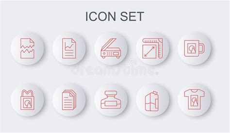 Set Line T Shirt Paper Shopping Bag Scanner Printer Ink Bottle Torn