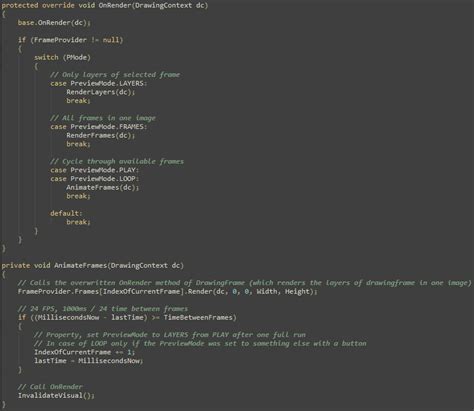 using overriden onrender of custom element for animation wpf