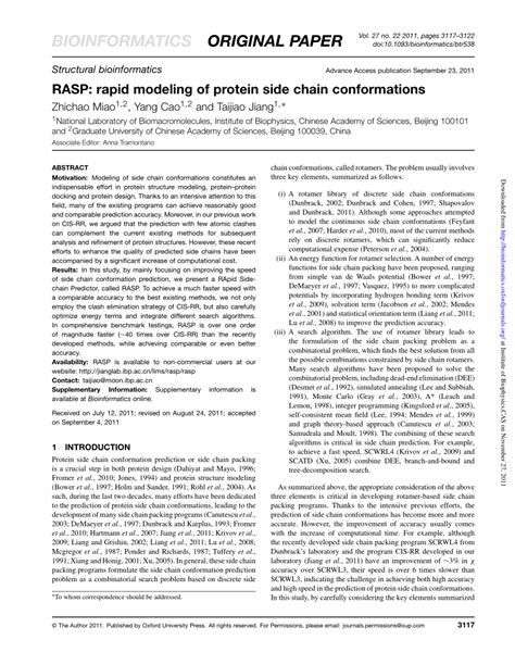 Pdf Rasp Rapid Modeling Of Protein Side Chain Conformations