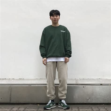 뉴발란스 574 그린 남자크롭맨투맨 코디 네이버 블로그