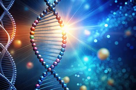 Abstract Representation Of Genetic Code And Cellular Structure Illuminated By A Radiant Light