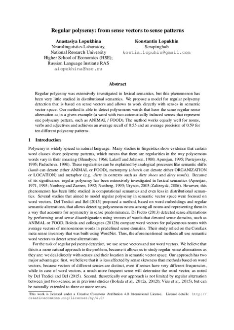 pdf regular polysemy from sense vectors to sense patterns