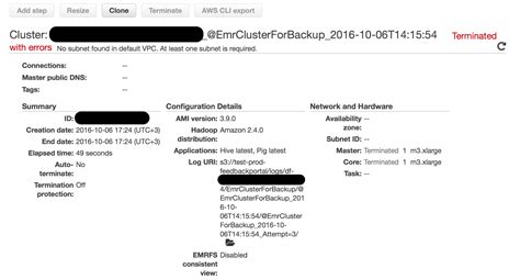 Amazon Web Services Export DynamoDB Table To S3 Bucket No Subnet Found In Default VPC At