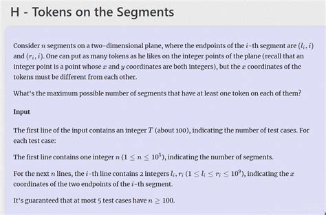 H Tokens On The Segments（贪心优先队列） Csdn博客