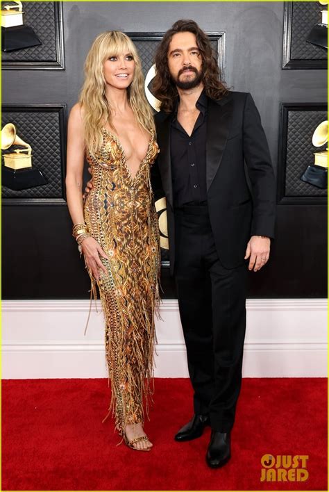 Heidi Klum Wears Plunging Gold Dress To Grammys 2023 With Husband Tom