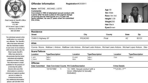 Sheriff Gives Notice Of Sex Offender Living In Picacho