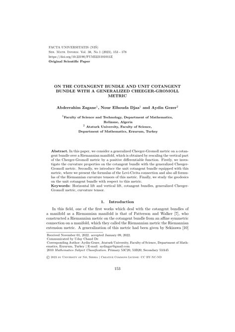 Pdf On The Cotangent Bundle And Unit Cotangent Bundle With A