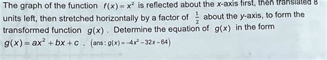 The Graph Of The Function Fxx2 Is Reflected About The X Axis First Then