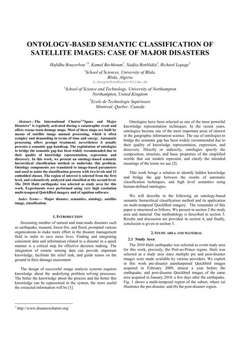 Pdf Ontology Based Semantic Classification Of Satellite Images Case Of Major Disasters
