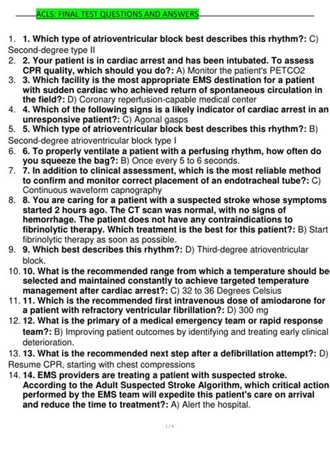 American Red Cross Acls Final Questions And Answers Updated Solutions Acls Stuvia Us