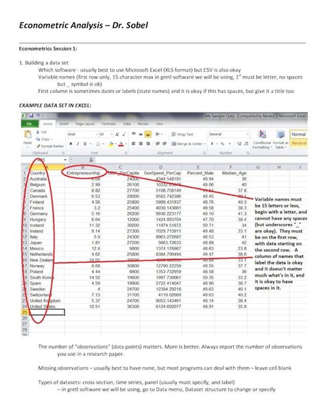 Pdf Econometric Analysis Dr Sobel Outline With Screen Captures