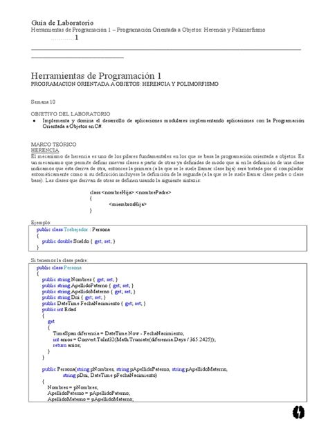 s10 programación orientada a objetos herencia y polimorfismo pdf