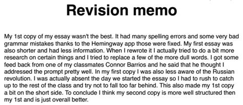 Revision Memo Examples HistoryRewriter