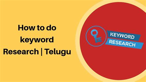 How To Do Keyword Research Telugu Youtube