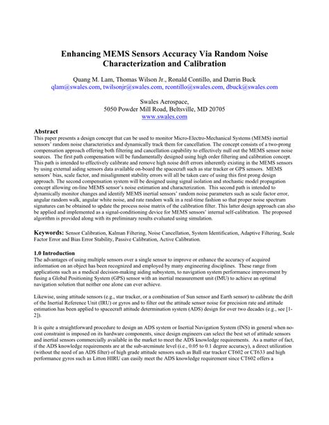 Pdf Enhancing Mems Sensors Accuracy Via Random Noise Characterization