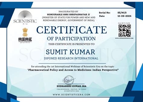 This Certification Is Really Special Because Sudhanshu Kumar Jha Young Scientist And An