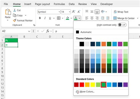 How To Insert The Pi Symbol π In Excel Myexcelonline