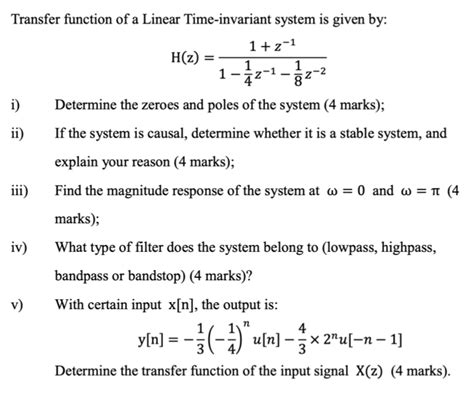 solved transfer function of a linear time invariant system