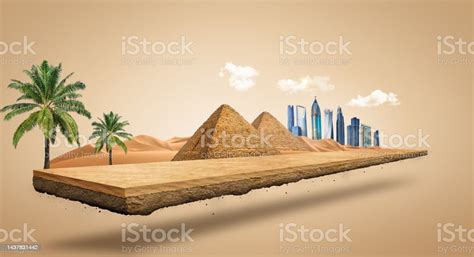 사파리와 여행의 3d 그림 일출에 사하라 사막 열대 땅 오프로드 고립 야자수로 창의적인 여행 및 관광 오프로드 광고 디자인 3