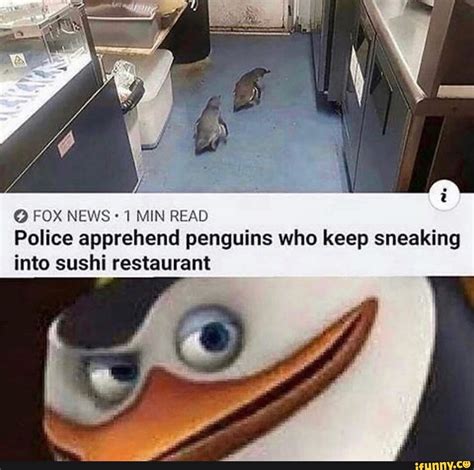 FOX NEWS 1 MIN READ Police Apprehend Penguins Who Keep Sneaking Into Sushi Restaurant I IFunny