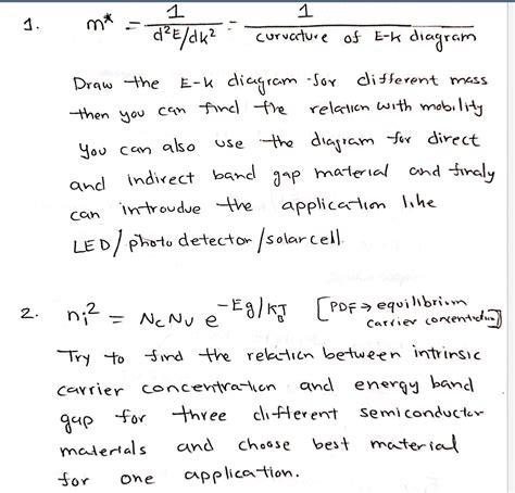 solved 1 m∗ d2e dk21 curvature of e−k diagram 1 draw the