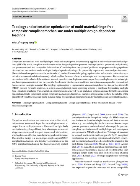 PDF Topology And Orientation Optimization Of Multi Material Hinge Free Composite Compliant