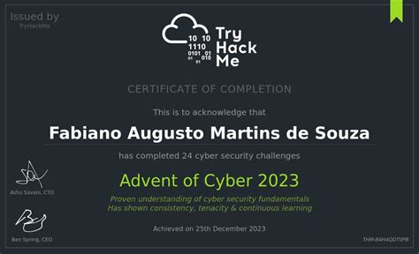 Tryhackme Pentester Cybersecurity Redteam Fabiano Augusto Martins