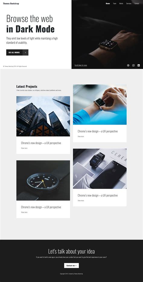 Dark Mode Free Bootstrap Template Templates Solutions Tutorial