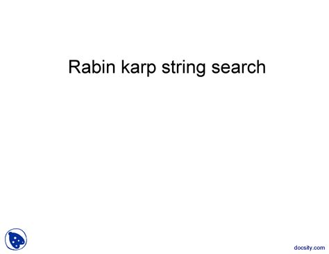 Rabin Karp String Search How To Analyze Algorithms Lecture Slides Docsity